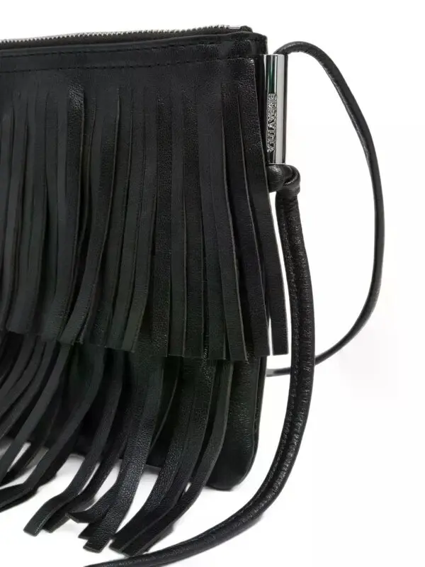 Bimba Y Lola Small Leather Fringed Clutch Bag