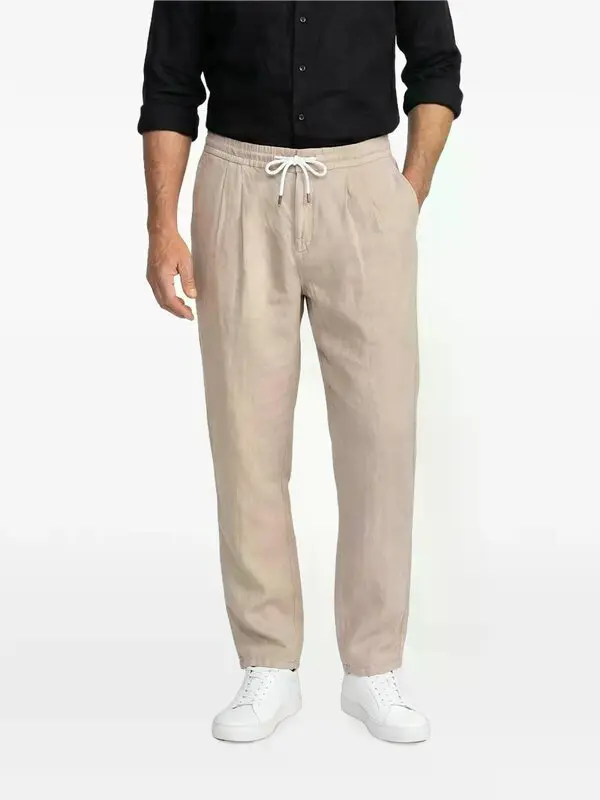 Brunello Cucinelli Pleated Drawstring Linen Trousers