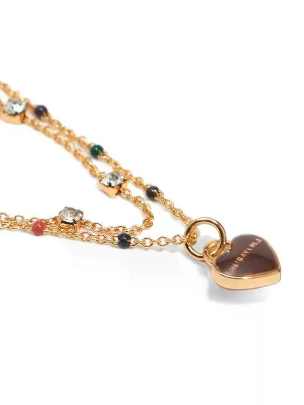 Bimba Y Lola Brown Heart Logo Double-layer Chain Necklace