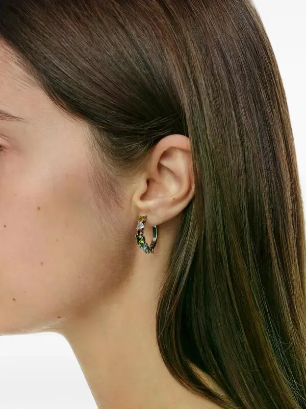 Bimba Y Lola Small Crystals Heart Hoop Earrings