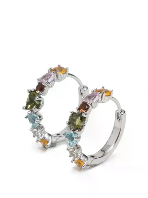 Bimba Y Lola Small Crystals Heart Hoop Earrings