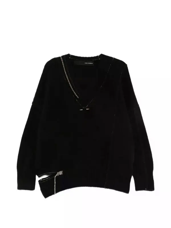 Isabel Benenato V-neck Distressed Sweater