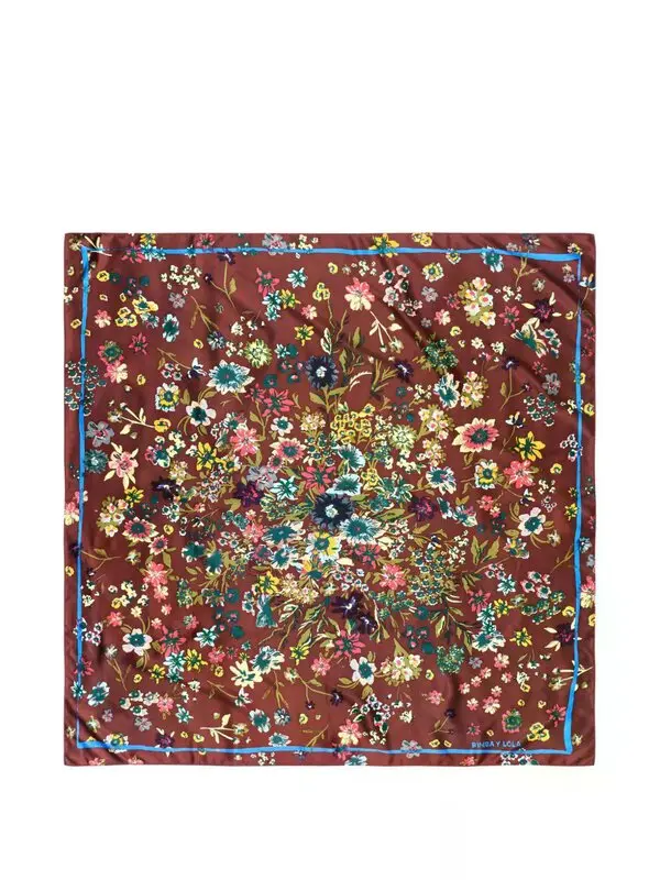 Bimba Y Lola Garnet Floral Garden Composition Scarf - Red