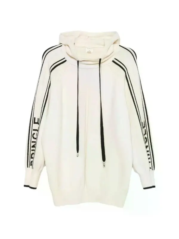 PRINGLE OF SCOTLAND VINTAGE 2010s Side-stripe Hoodie - Neutrals