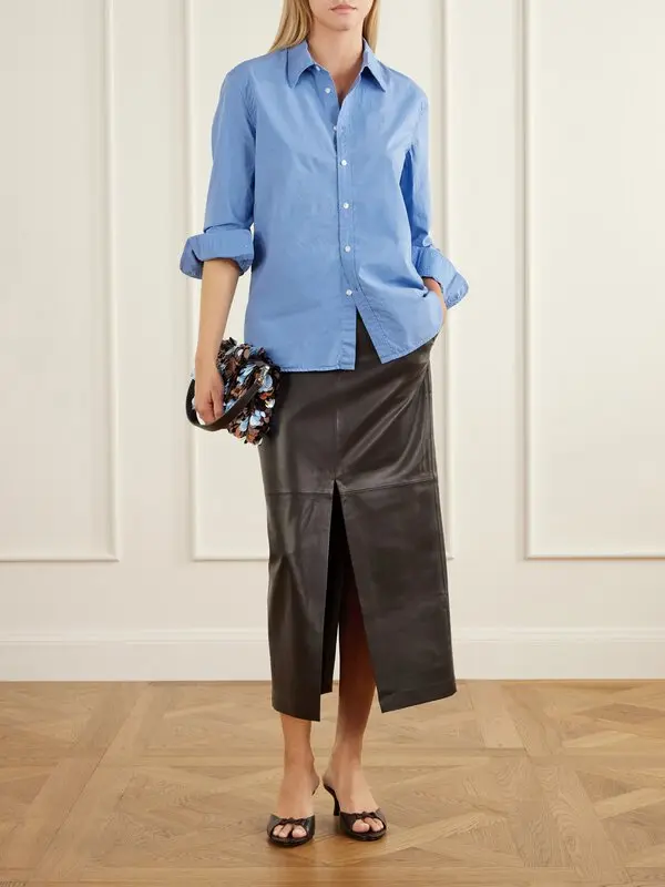 Staud Brynn 70 Snake-effect Leather Mules