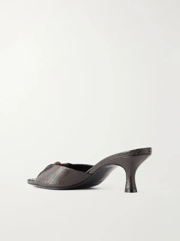 Staud Brynn 70 Snake-effect Leather Mules