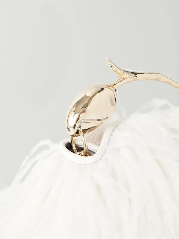 Erdem Bloom Leather-trimmed Feather Top Handle Bag