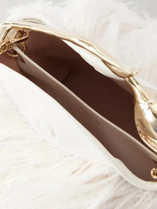 Erdem Bloom Leather-trimmed Feather Top Handle Bag