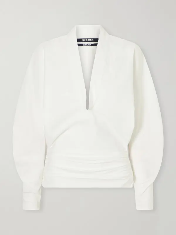 Jacquemus La Blouse Colombe Ruched-detail Cotton-poplin Blouse