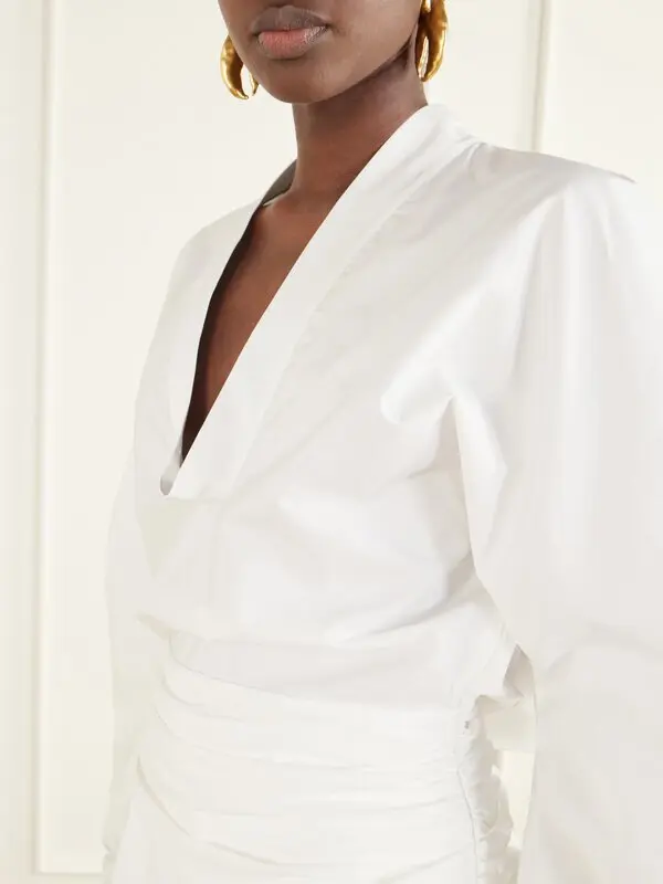 Jacquemus La Blouse Colombe Ruched-detail Cotton-poplin Blouse
