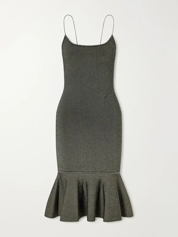 Jacquemus La Robe Maille Pina Knitted Midi Dress - Gray