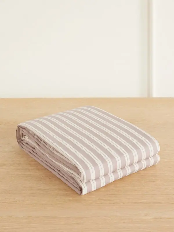 TEKLA Striped Organic Cotton-percale Queen Duvet Cover