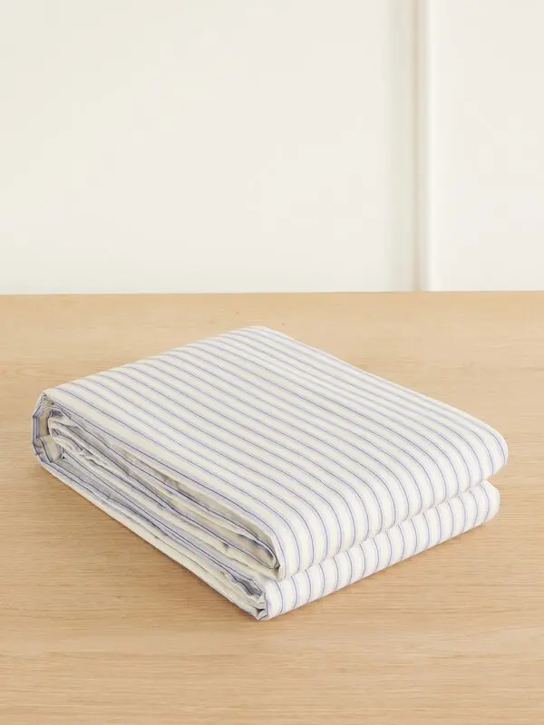 TEKLA Striped Organic Cotton-percale Queen Duvet Cover