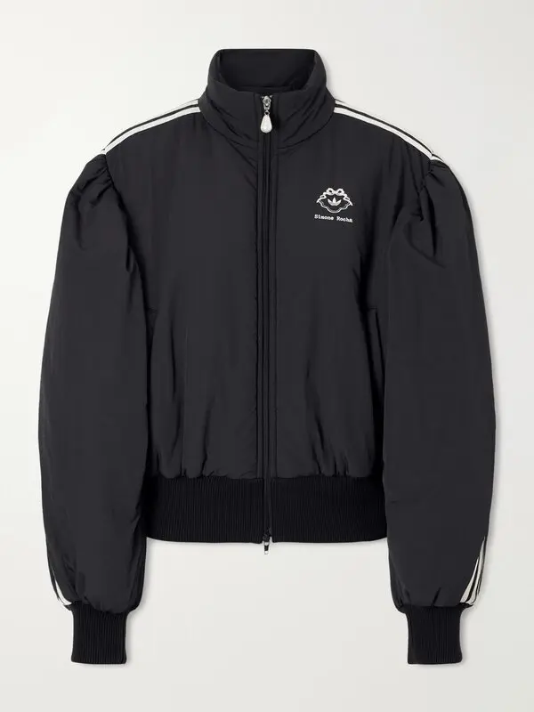 Simone Rocha Adidas Originals Firebird Logo-embroidered Padded Shell Jacket - Black