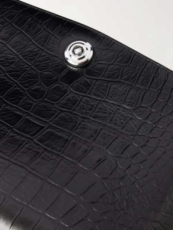 LIFFNER Pushlock Crocodile-effect Leather Clutch