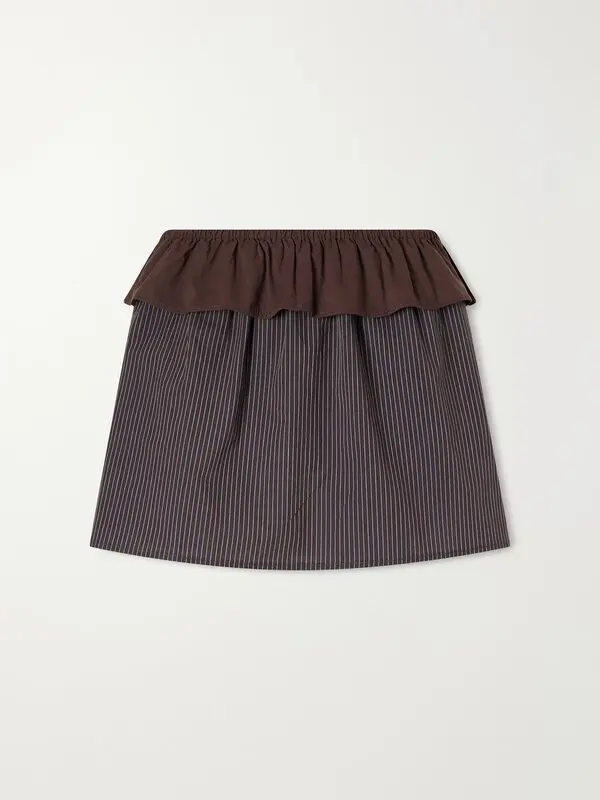 DEIJI STUDIOS Flounce Striped-organic Cotton Mini Skirt