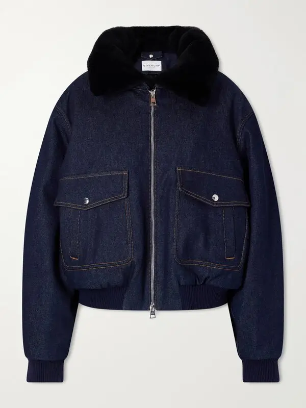Givenchy Denim Shearling-trimmed Blouson Jacket