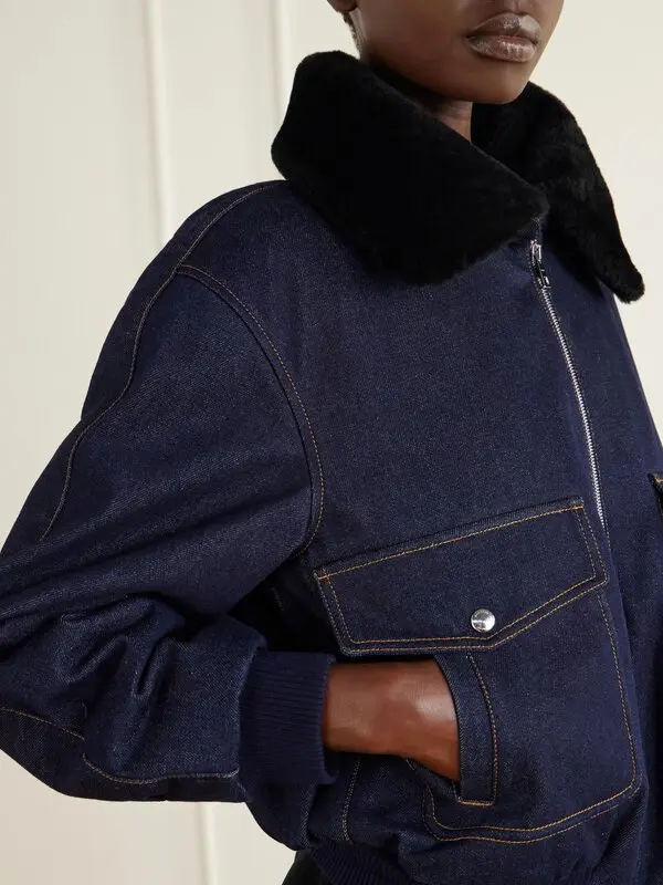 Givenchy Denim Shearling-trimmed Blouson Jacket