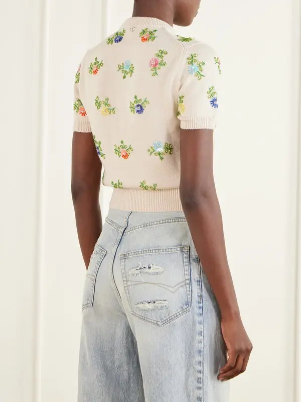 Rabanne Floral-embellished Merino Wool Sweater