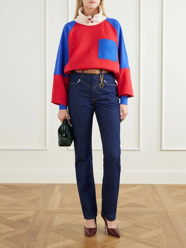 Stella McCartney Logo-embroidered Color-block Cotton-jersey Sweatshirt - Multi