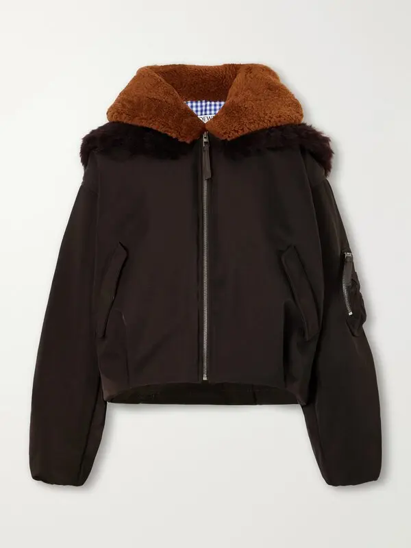 Loewe Shearling-trimmed Shell Bomber Jacket