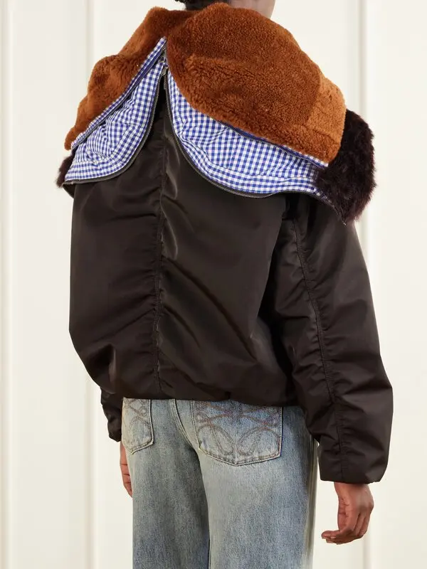 Loewe Shearling-trimmed Shell Bomber Jacket