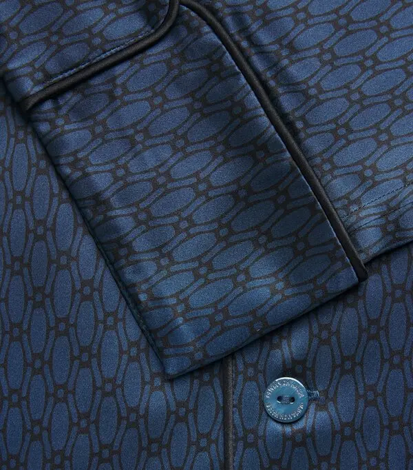 Olivia Von Halle Silk Twill Geometric Laurent Pyjama Set