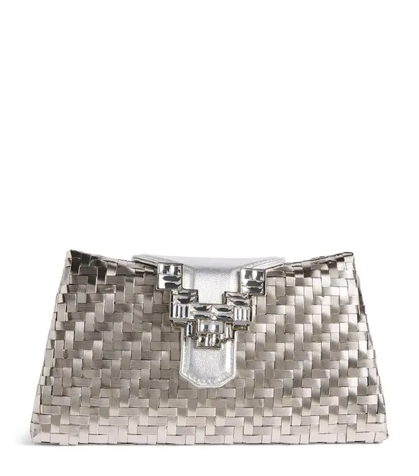 Rodo Woven Embellished Clutch Bag