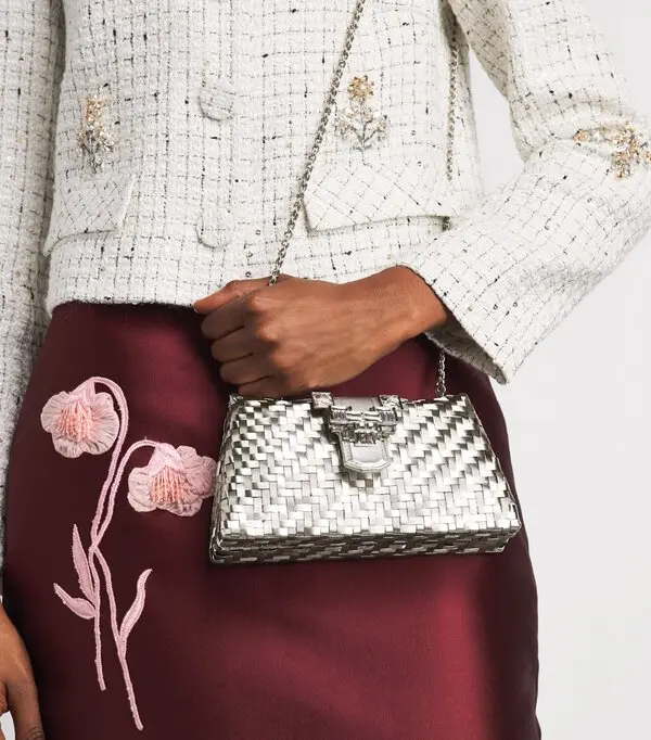 Rodo Woven Embellished Clutch Bag