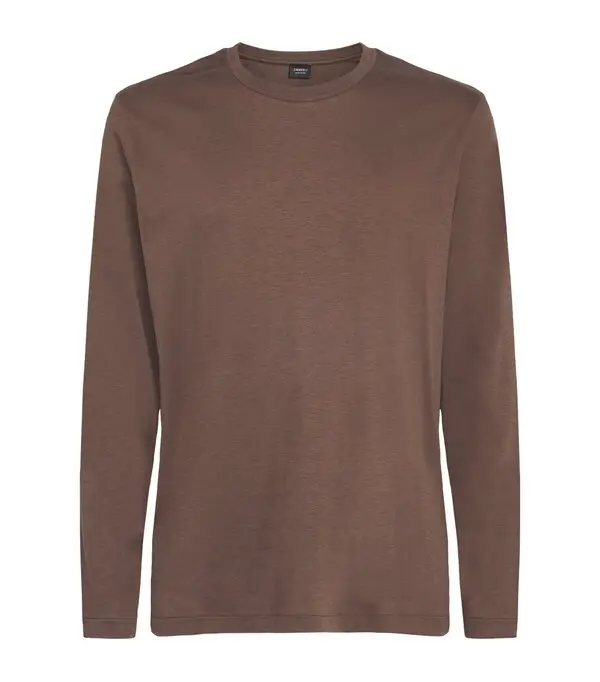 Zimmerli Sea Island Cotton Long-sleeve Pyjama T-shirt - Brown