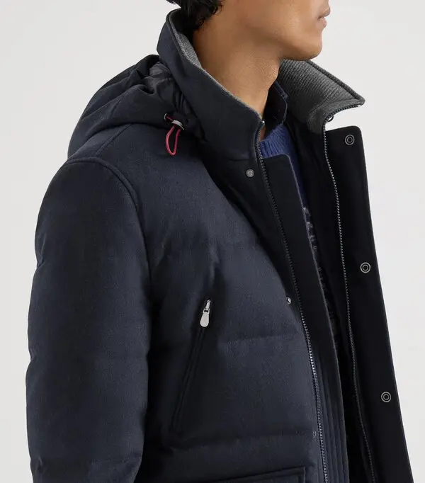Brunello Cucinelli Wool Hooded Padded Jacket