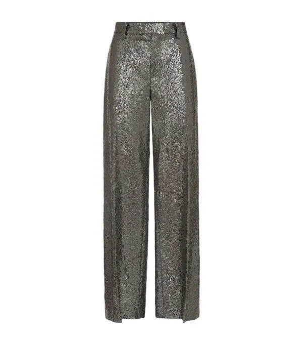 Brunello Cucinelli Virgin Wool Sequin Wide-leg Trousers