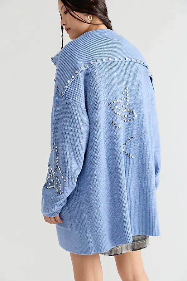 UNDERSTATED LEATHER Possibilities Studded Cardigan At