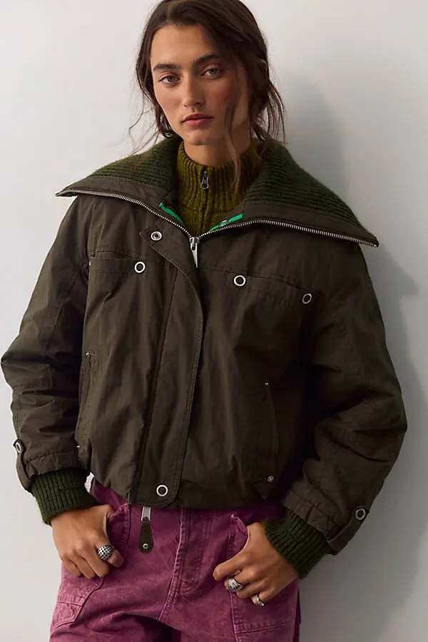 We The Free Lightning Rod Funnel-neck Puffer Jacket At - Olive