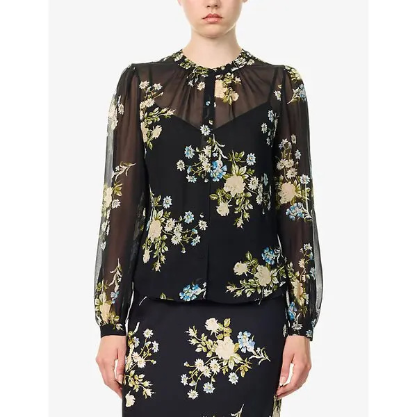 Veronica Beard Ashlynn Floral-print Silk Blouse