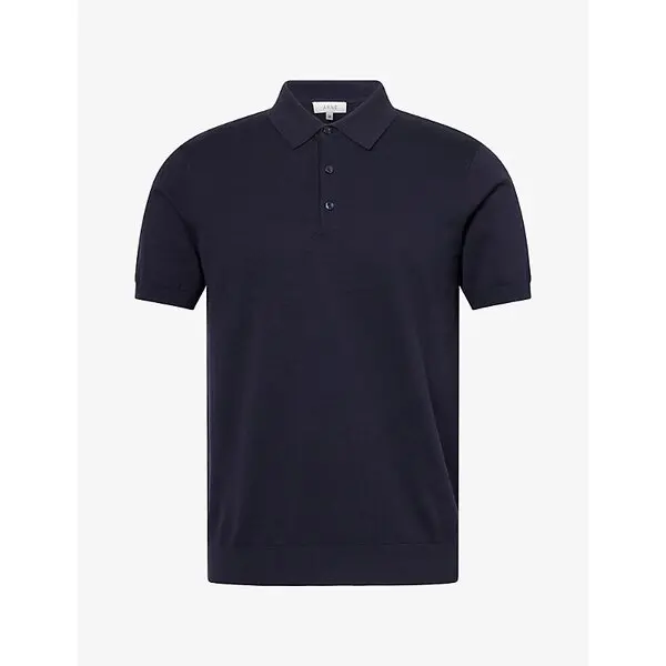 ARNE Ribbed-trim Cotton Polo Shirt - Navy