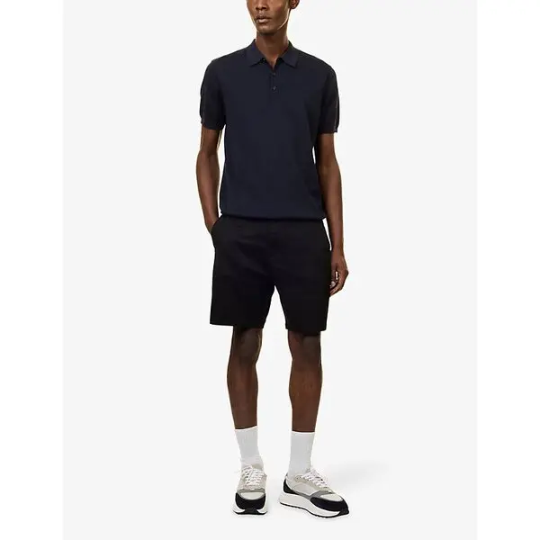 ARNE Ribbed-trim Cotton Polo Shirt - Navy