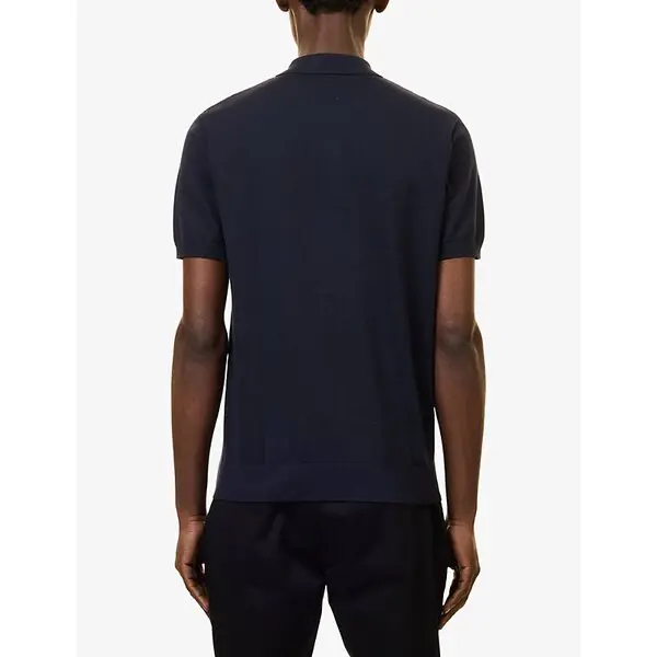 ARNE Ribbed-trim Cotton Polo Shirt - Navy