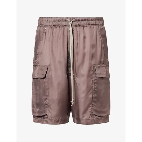 Rick Owens Cargobela Patch-pocket Satin Shorts - Grape