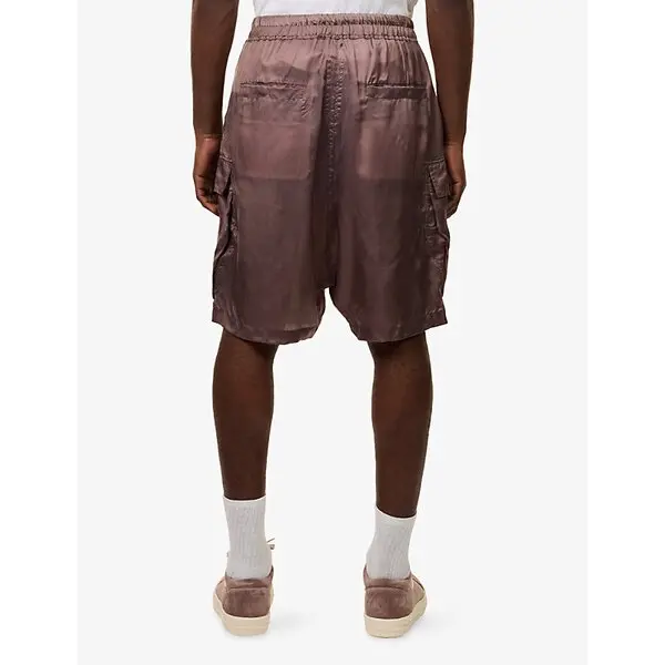 Rick Owens Cargobela Patch-pocket Satin Shorts - Grape