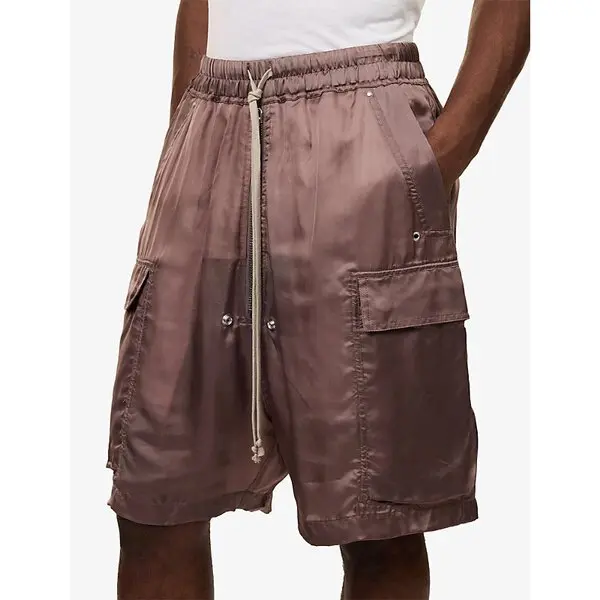 Rick Owens Cargobela Patch-pocket Satin Shorts - Grape