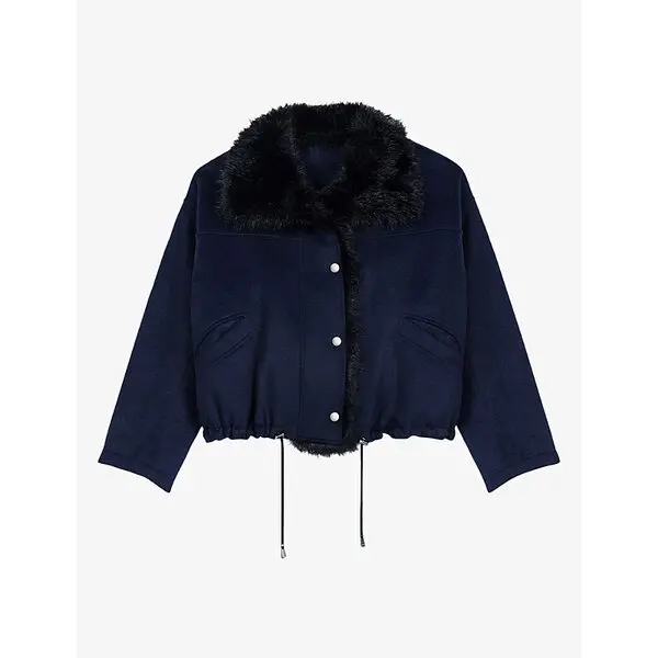 Maje Double-faced Contrast-collar Wool-blend Coat