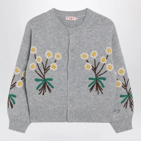 TINYCOTTONS Round-neck Woollen Cardigan - Grey