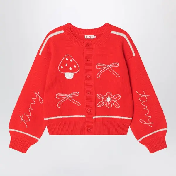 TINYCOTTONS Round-neck Woollen Cardigan - Red