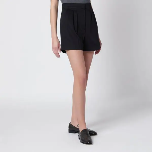 Max Mara Stretch Cotton Satin Shorts - Black