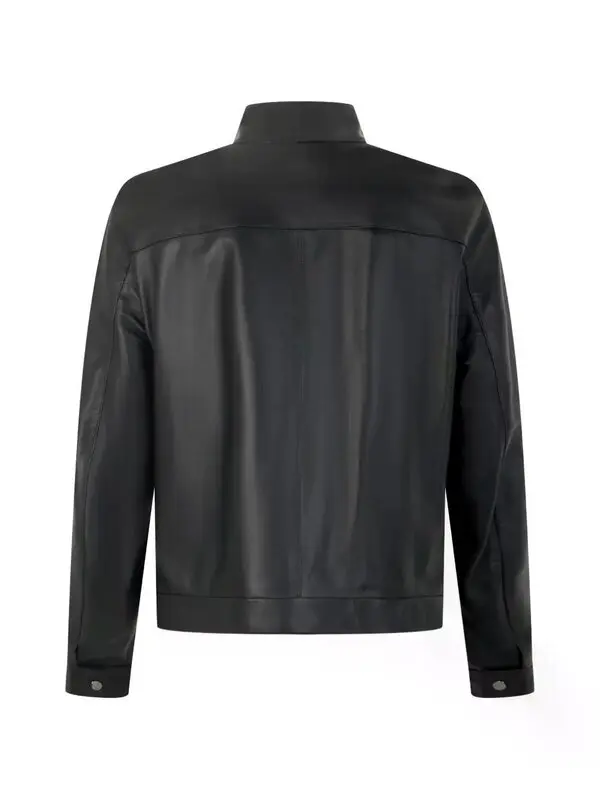 Paul & Shark Mandarin-collar Leather Jacket