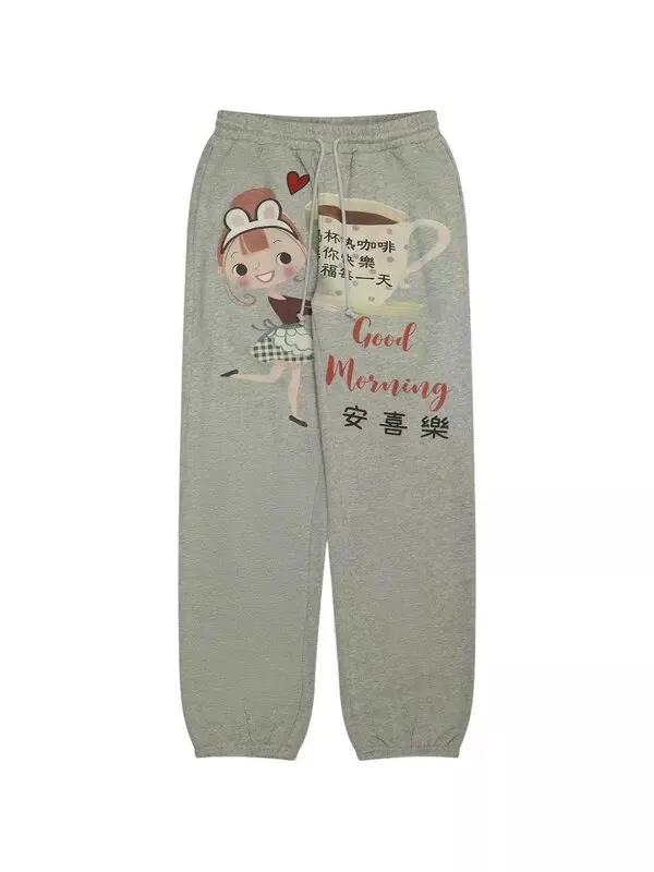 PRAYING Coffee Graphic-print Track Pants - Grey