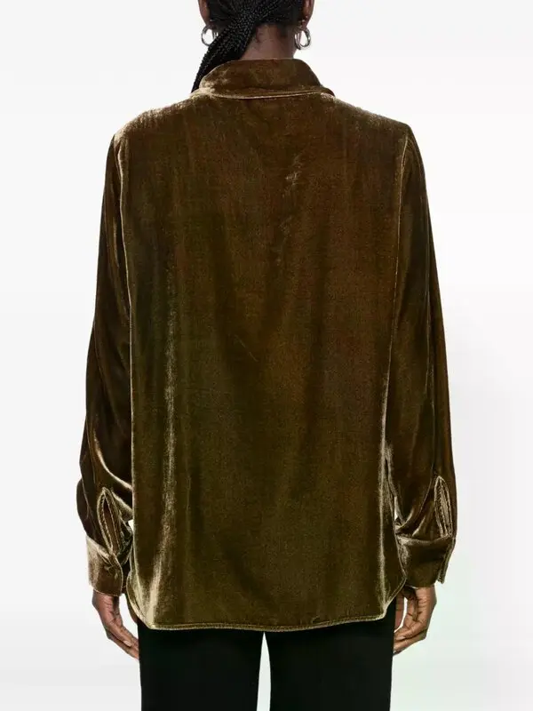 P.a.r.o.s.h Ravel Velvet-effect Long-sleeve Shirt