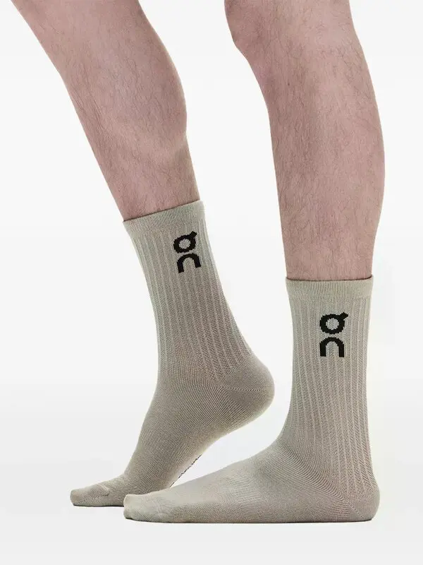 On Logo-print Ribbed Socks - Neutrals