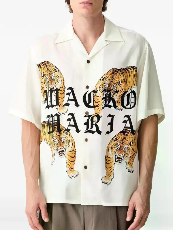 WACKO MARIA Tiger-print Logo-print Shirt